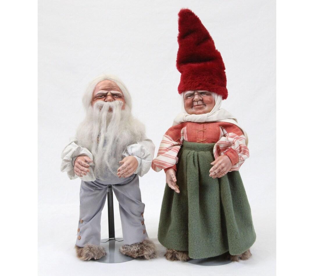 RARE Faith Wick 17" Porcelain Gnome Doll Couple Limited Ed. 19/100 & 6/ ...