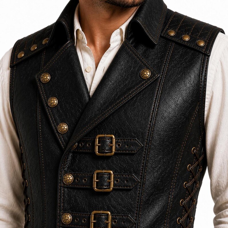 Men's Viking Leather Vest | Pirate, Medieval, LARP, Renaissance Fair ...