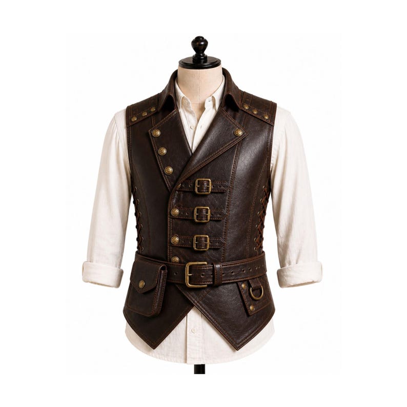 Men's Leather Pirate Vest | Steampunk Renaissance Waistcoat, Medieval ...