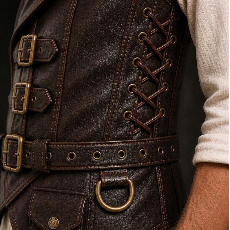 Men's Leather Pirate Vest | Steampunk Renaissance Waistcoat, Medieval ...