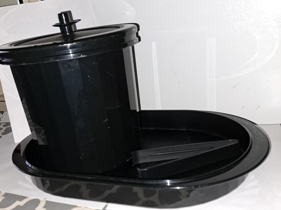 Vintage Tupperware Black Ice Bucket, Tray and Tongs 1683 - Etsy