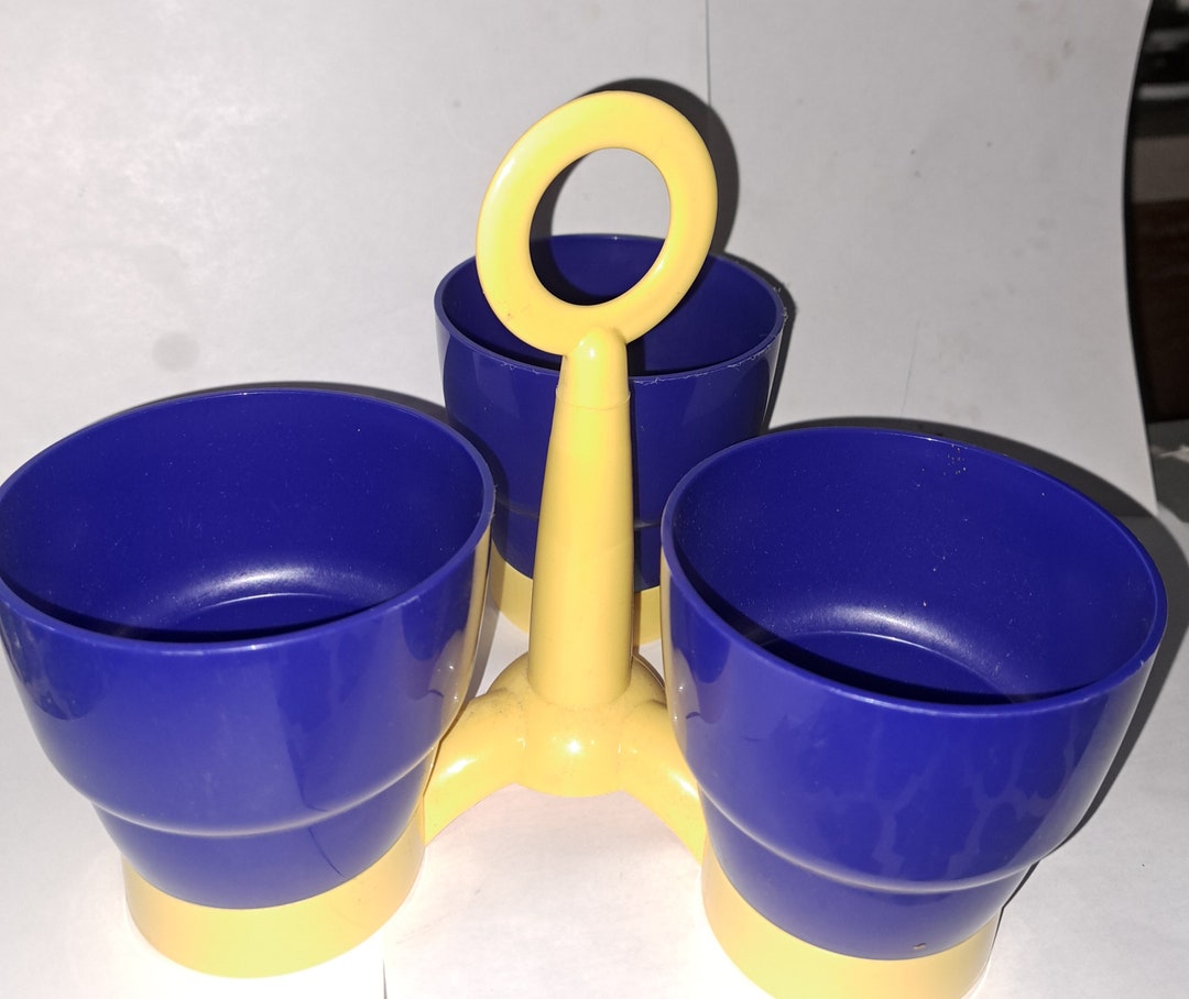 Vintage Tupperware Condiment Set Blue and Yellow 3837 - Etsy