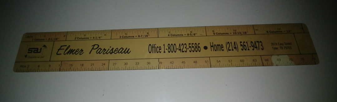 Advertising Ruler Elmer Pariseau Tyler Texas - Etsy