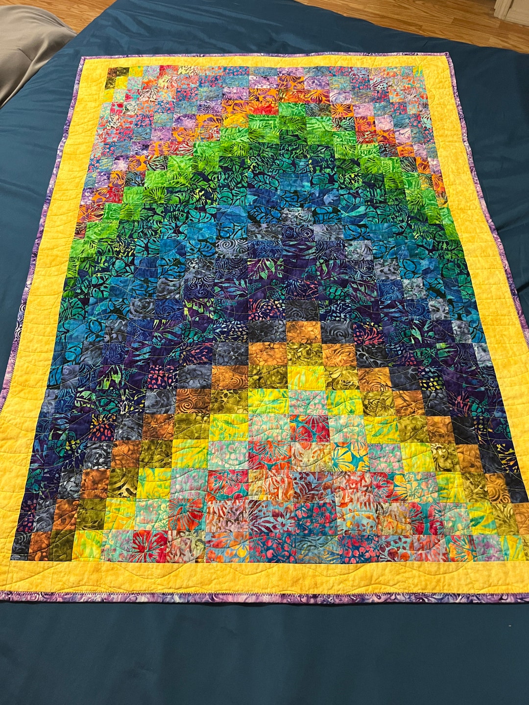 Bright and Colorful Bargello Baby Quilt 52 1/2 Inches Long by 38 1/4 ...