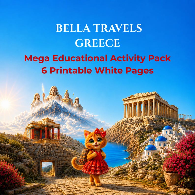 Greece Kids Activity Pack, Travel Journal, Coloring Pages, Word Tracing ...