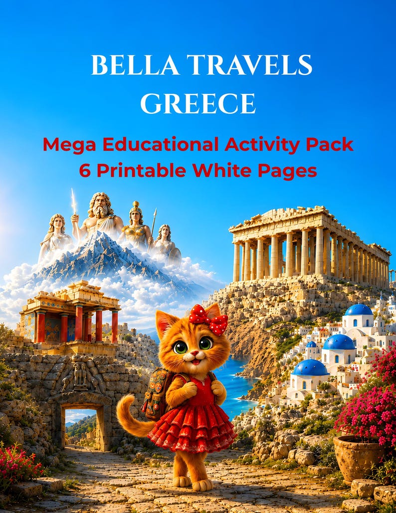 Greece Kids Activity Pack, Travel Journal, Coloring Pages, Word Tracing ...