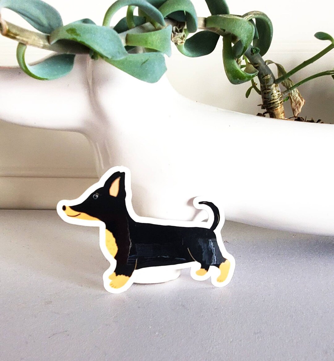 Chiweenie Vinyl Sticker: Black and Tan Smooth Coat Doxie Art (3") - Etsy