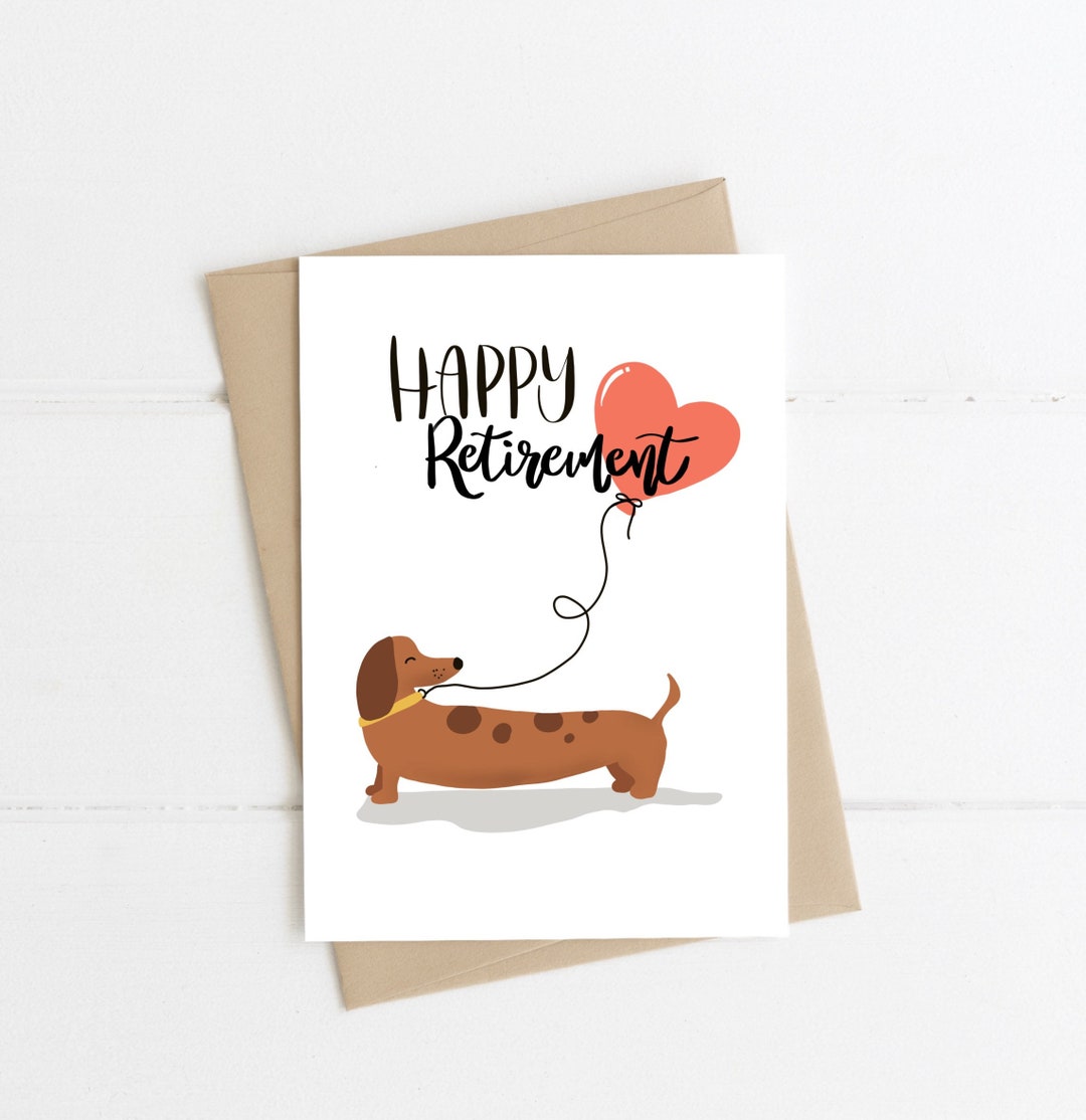 Dachshund Retirement Card: Sausage Dog Balloons Greeting - Etsy