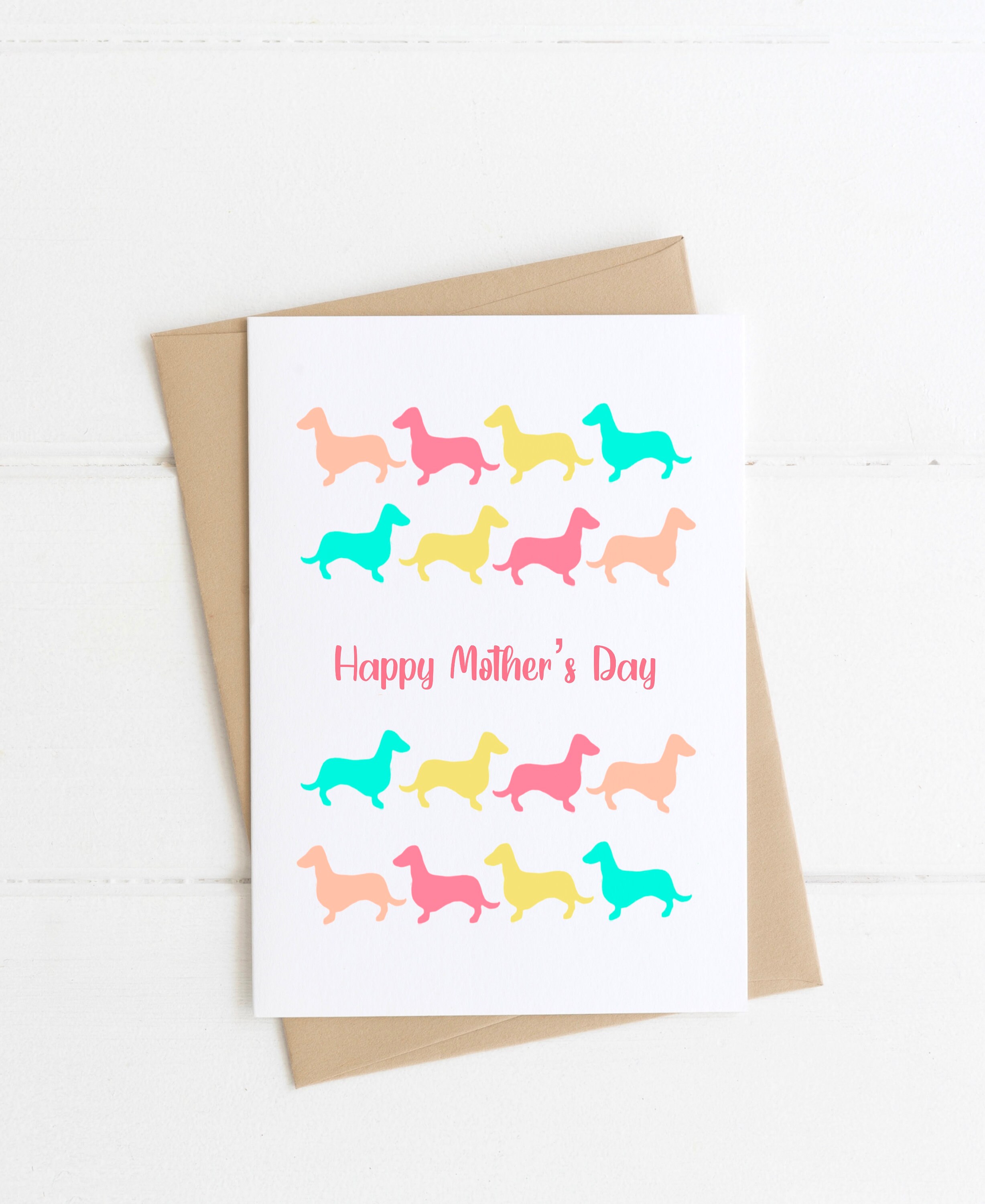 Dachshund Mother's Day Greeting Card Happy Mother's | Etsy