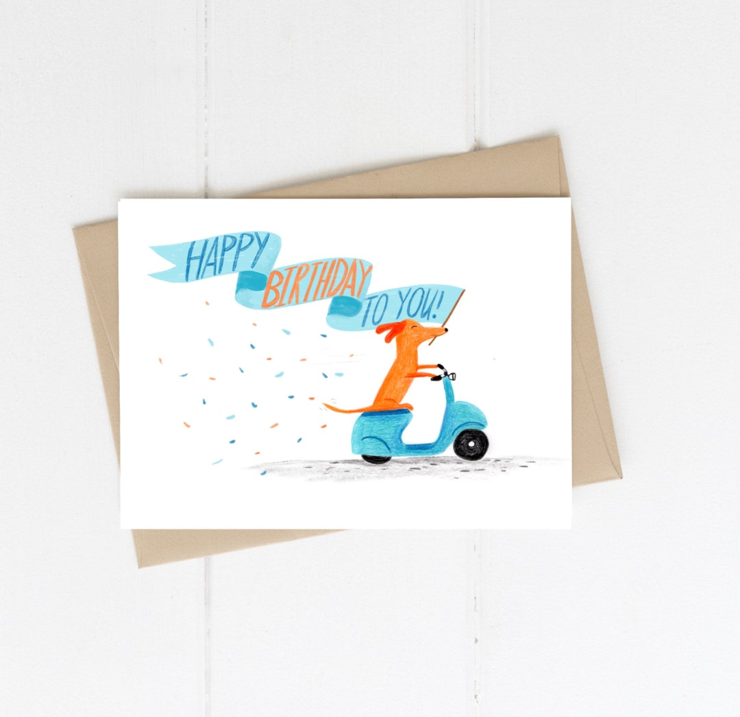 Happy Birthday Scooter! Funny Dachshund Greeting Card With Adorable ...