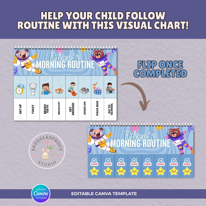 Editable Routine Flip Chart for Kids | Toddler Chore Chart Printable ...