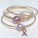 Cancer Awareness Bracelet - Pink Pearl Bangle - Awareness Jewelry (B346 ...