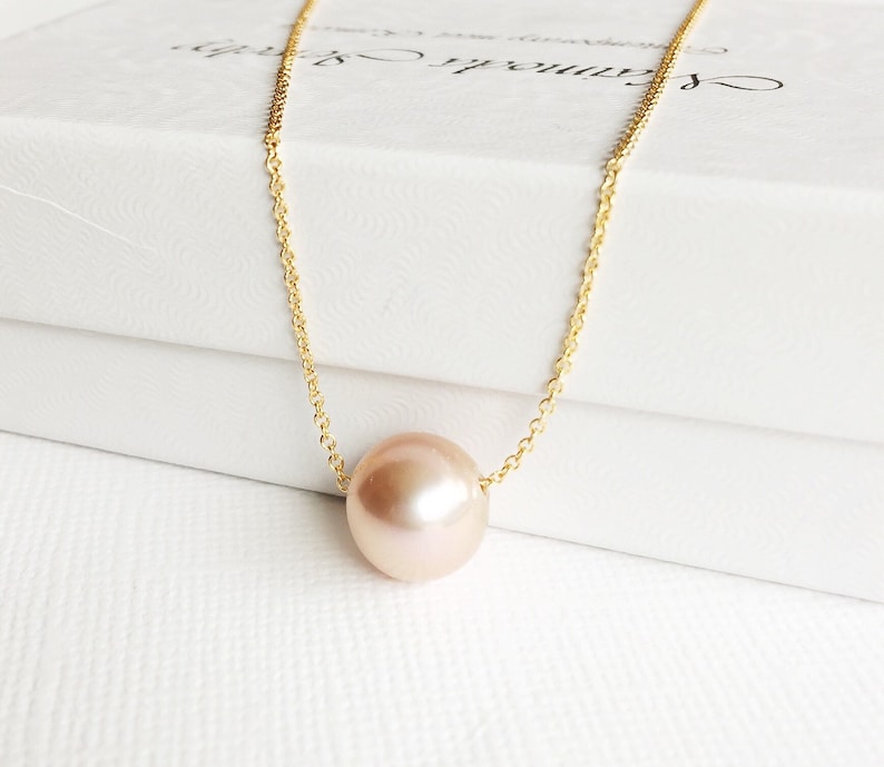 Pink Edison Pearl Necklace: 14k Gold Filled Floating Pearl - Etsy