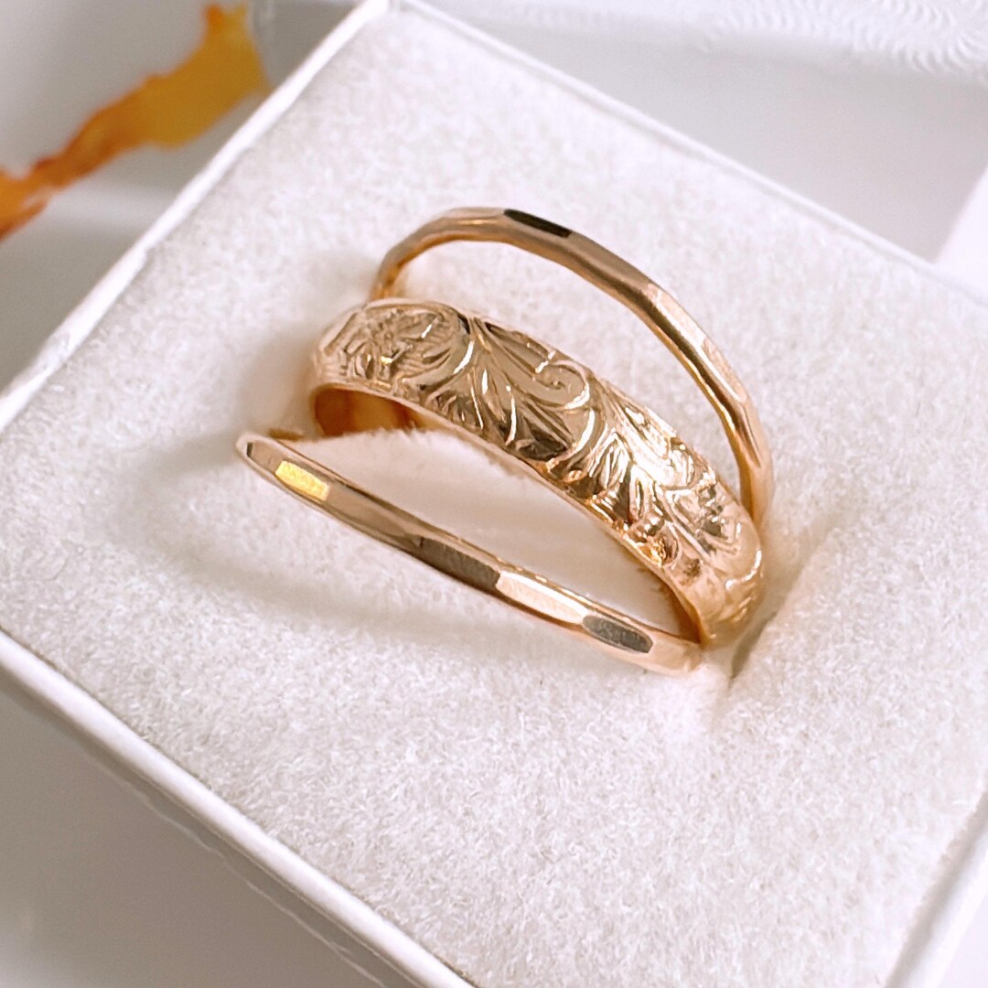 Hawaiian Heirloom Ring Set: Floral Stacking Rings, 4mm - Etsy