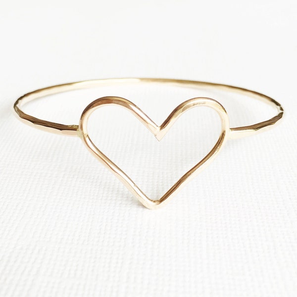 Gold Heart Bangle - Etsy