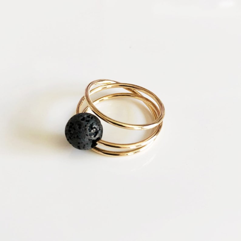 Black Lava Rock Ring: Hand Wrapped Wire Ring - Etsy