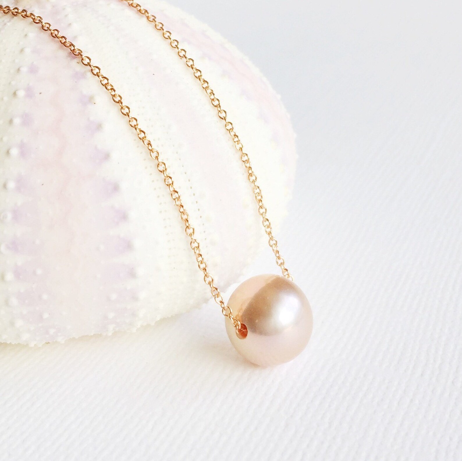 Pink Edison Pearl Necklace: 14k Gold Filled Floating Pearl - Etsy