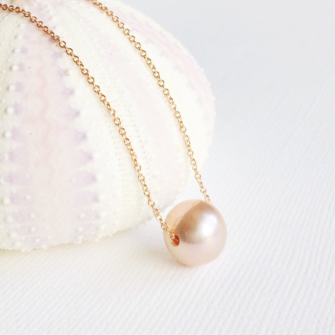 Pink Edison Pearl Necklace: 14k Gold Filled Floating Pearl - Etsy
