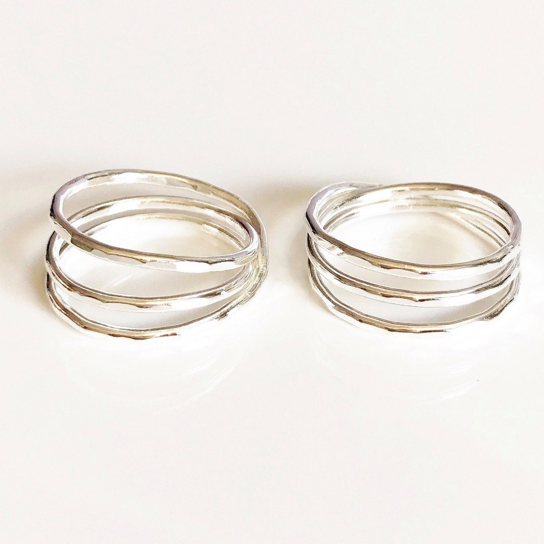 Fine Silver Triple Wrap Ring: Hammered Spiral Eternity Band - Etsy