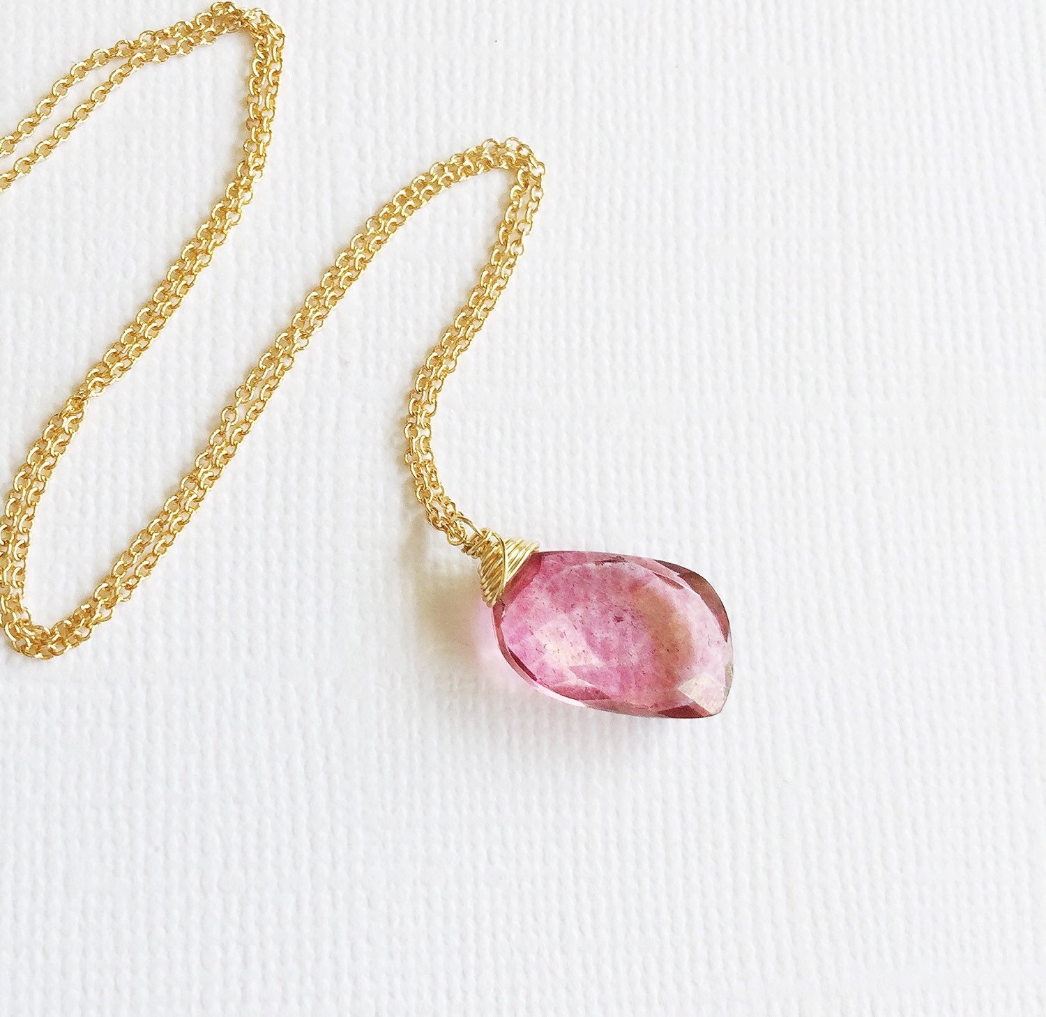 Necklace Yazmin Pink Quartz Necklace Gemstone Necklace - Etsy