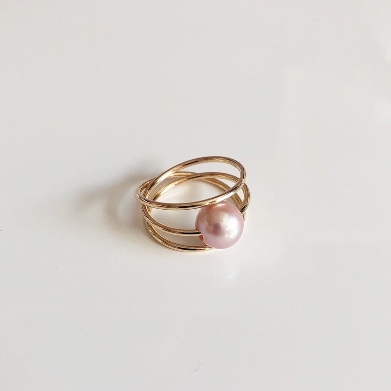 Hand Wrapped Pink Edison Pearl Ring – Tropical Jewelry - Etsy