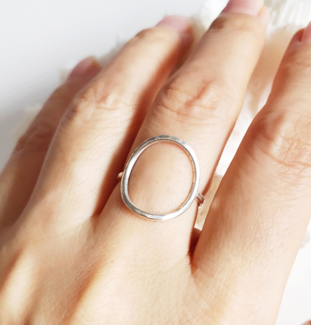 Sterling Silver Open Circle Ring - Halo Eternity Stacking Ring - Etsy