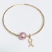 Cancer Awareness Bracelet - Pink Pearl Bangle - Awareness Jewelry (B346 ...