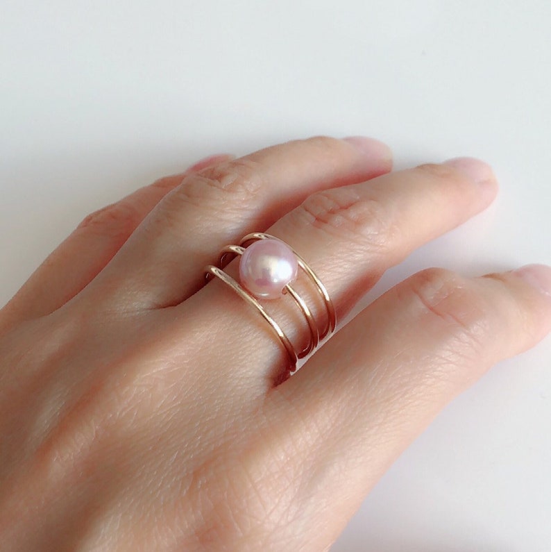 Hand Wrapped Pink Edison Pearl Ring – Tropical Jewelry - Etsy