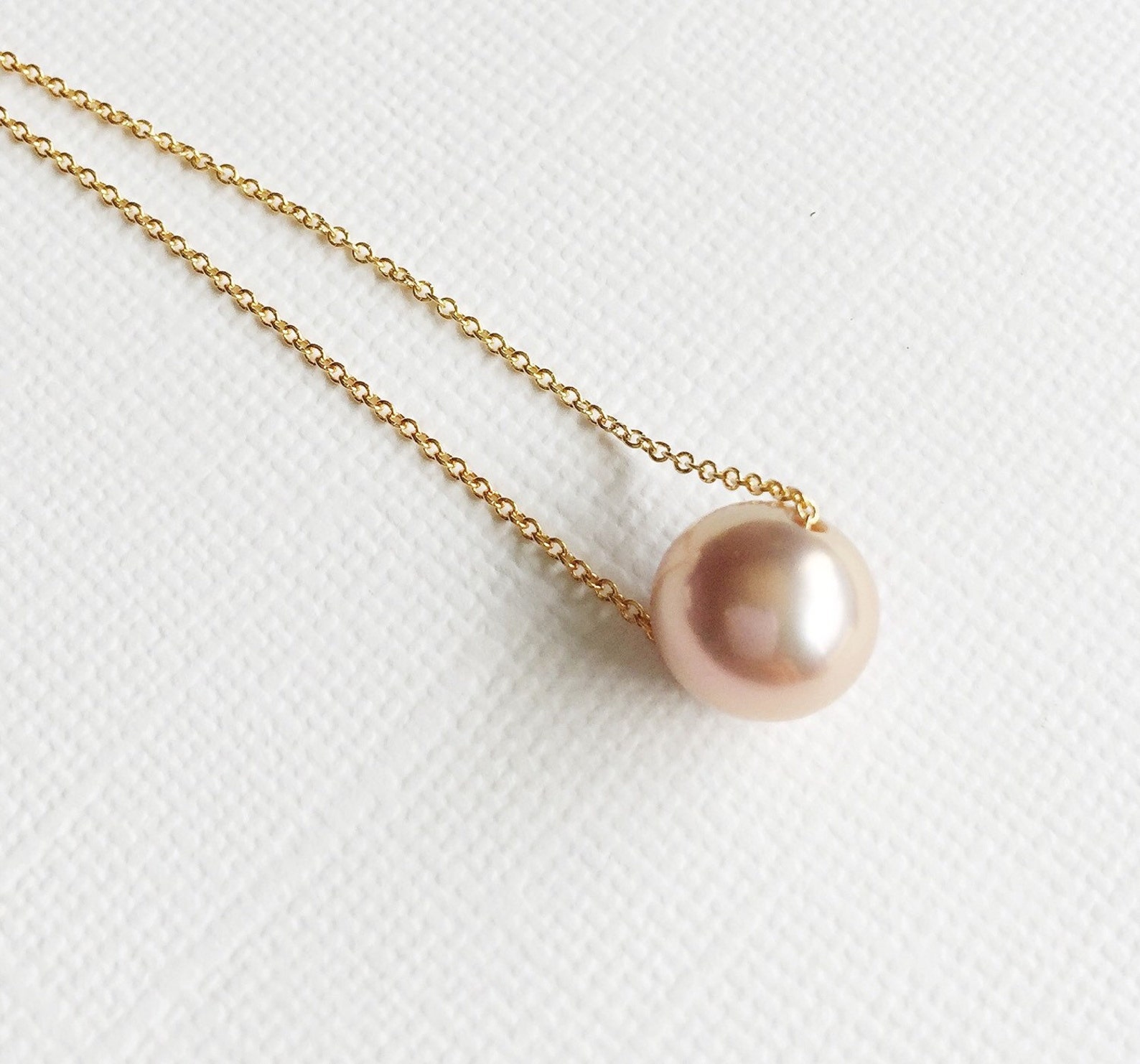 Pink Edison Pearl Necklace: 14k Gold Filled Floating Pearl - Etsy