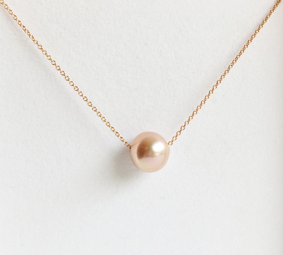 Pink Edison Pearl Necklace: 14k Gold Filled Floating Pearl - Etsy