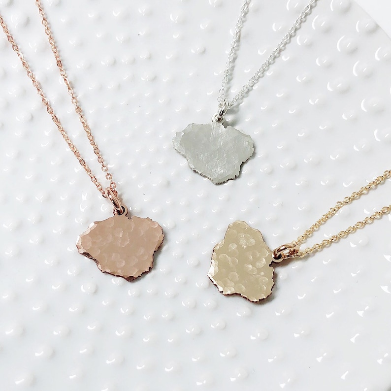 Hammered Kauai Charm Necklace: Sterling Silver Hawaiian Island Jewelry ...
