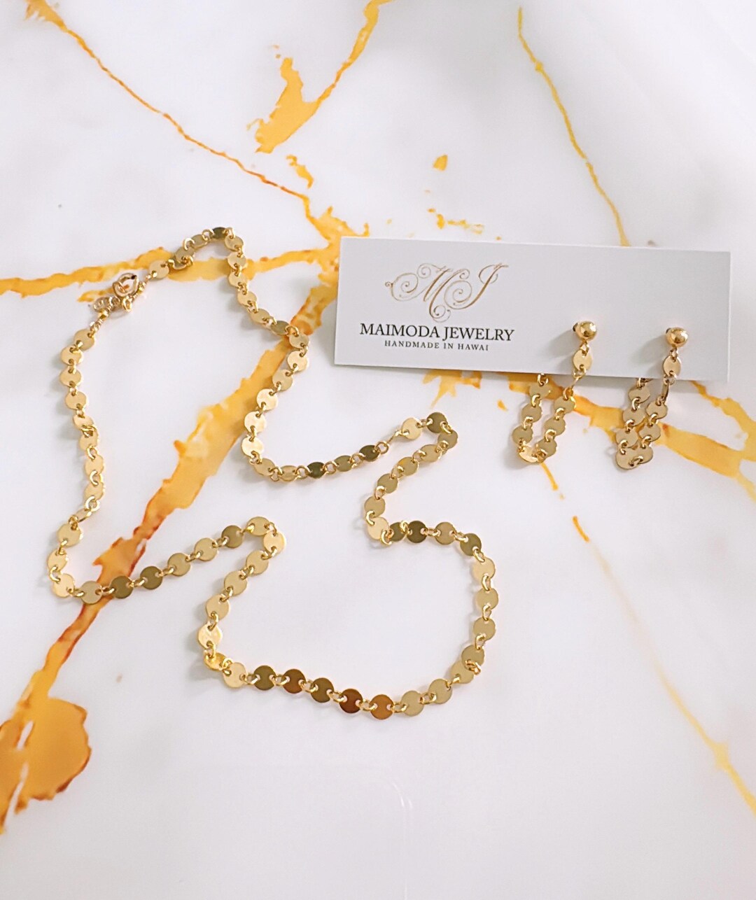 INA Jewelry Set - Disc Chain Necklace- Front and Back Earrings - Etsy