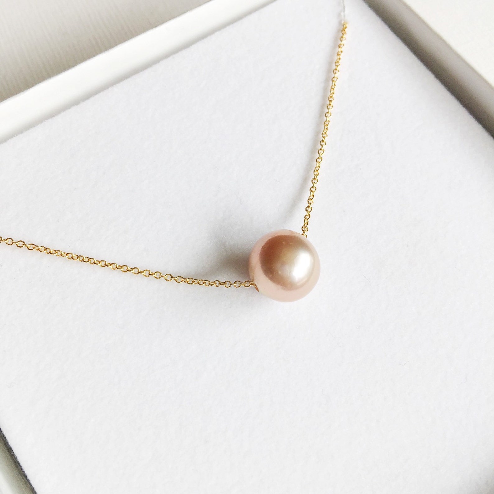Pink Edison Pearl Necklace: 14k Gold Filled Floating Pearl - Etsy