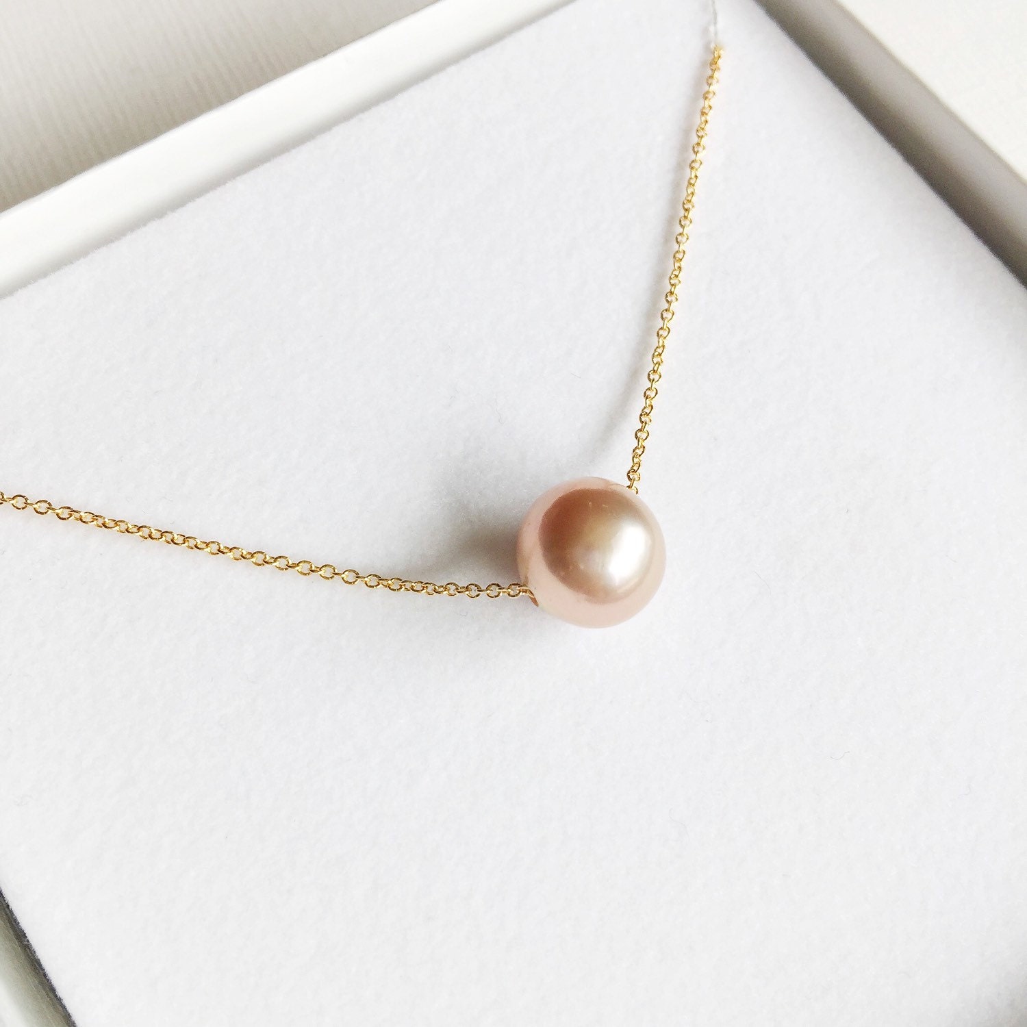 Pink Edison Pearl Necklace: 14k Gold Filled Floating Pearl - Etsy