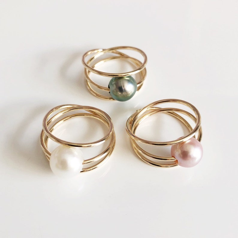 Hand Wrapped Pink Edison Pearl Ring – Tropical Jewelry - Etsy