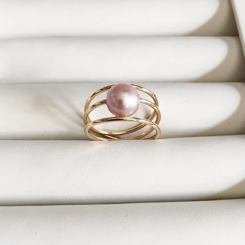 Hand Wrapped Pink Edison Pearl Ring – Tropical Jewelry - Etsy