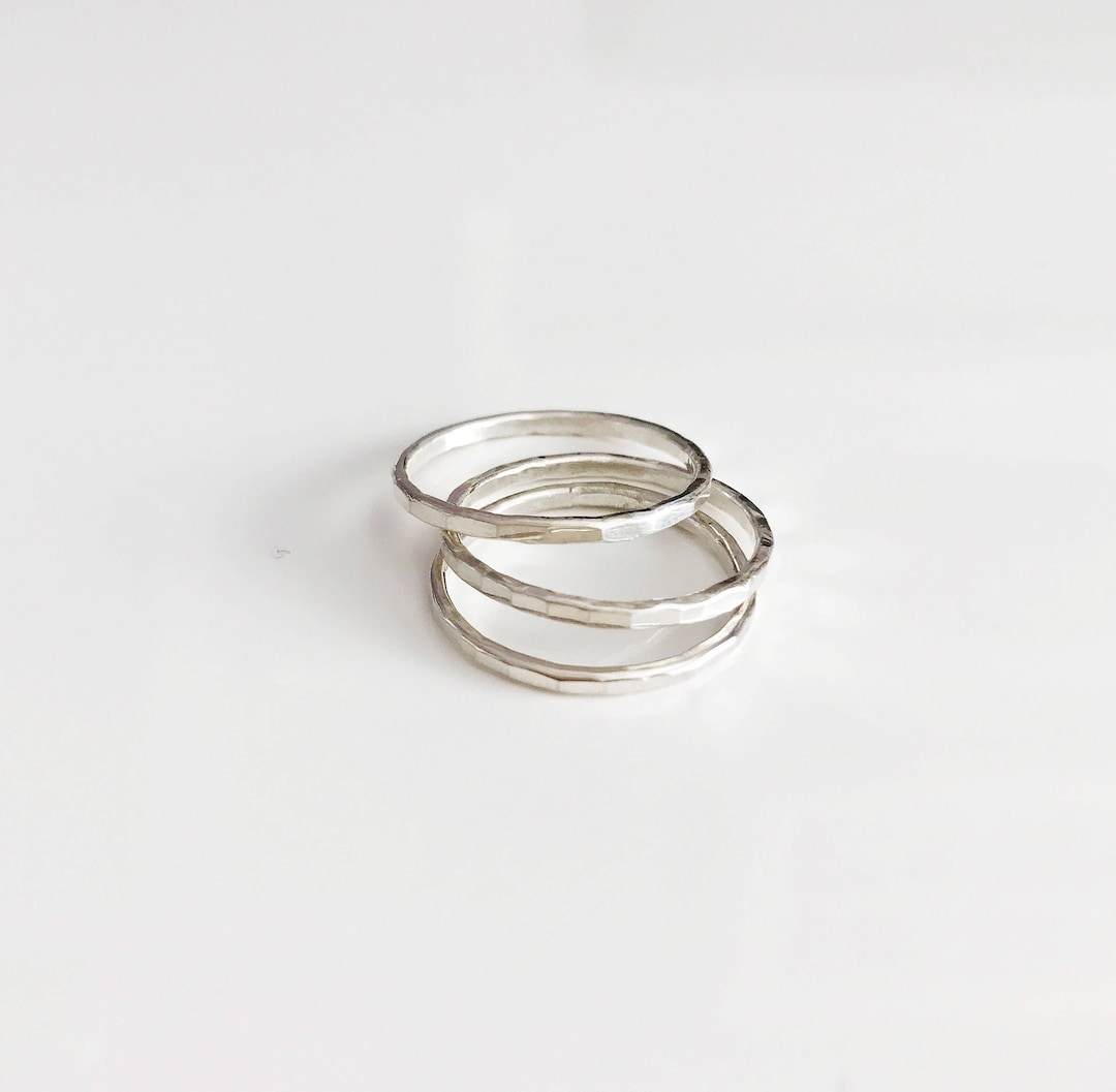 Clara Rings Set - 3 Rings Set - Sterling Silver Stacking Rings ...