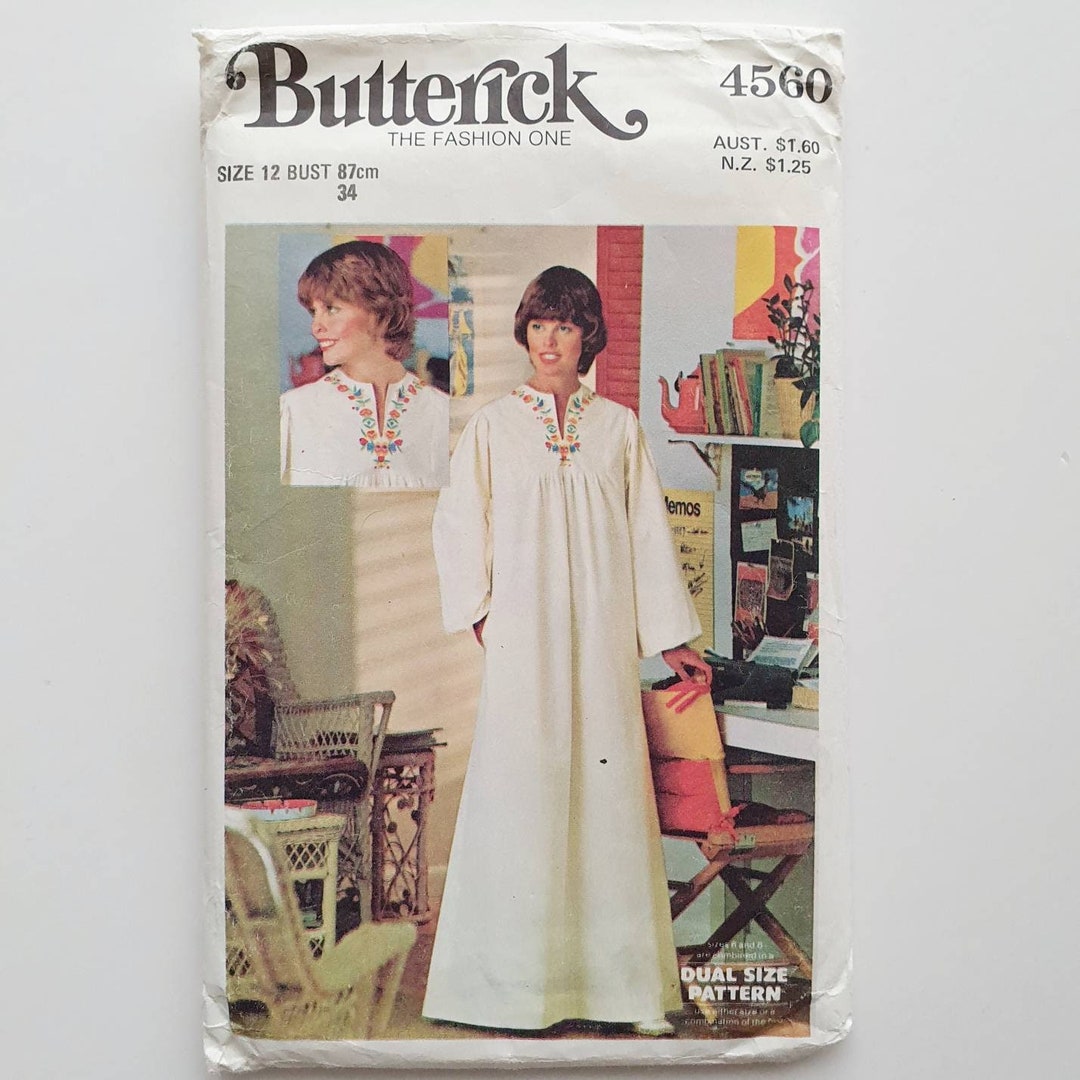 1970s Butterick Caftan Pattern With Iron on Transfer and Pockets ...