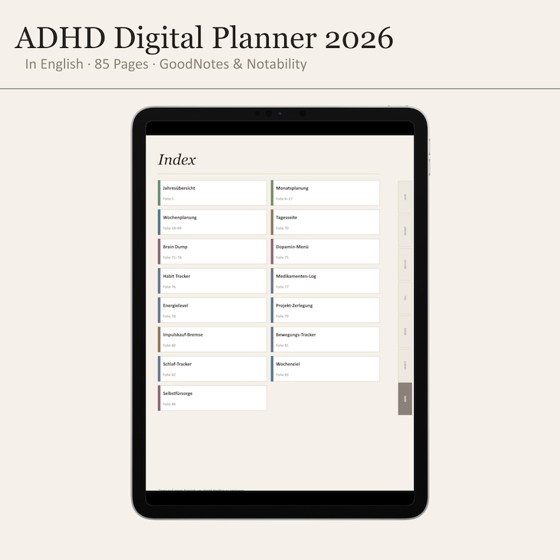 ADHD Planner 2026 English | Digital GoodNotes | PDF - Etsy.de