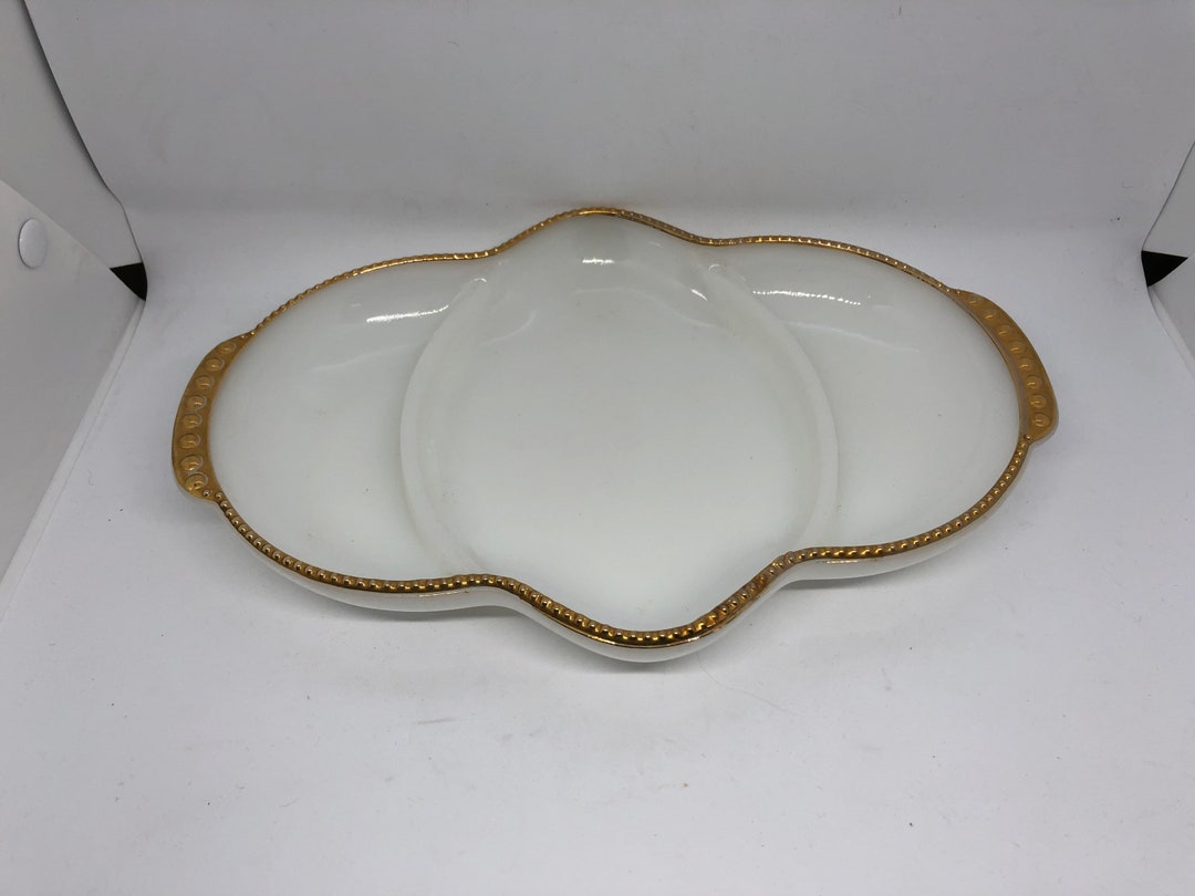 Fire King 3 Divided Dish Gold Bead - Etsy