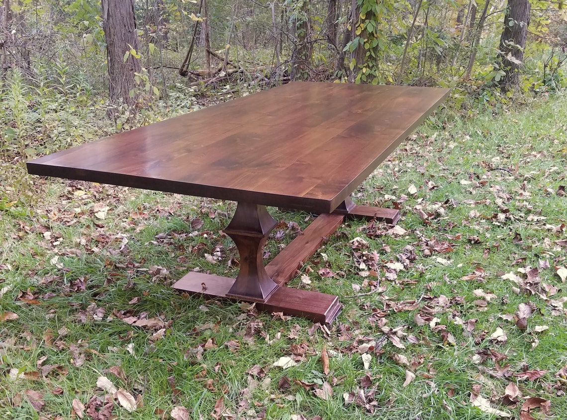 Large Walnut Dining Table with Custom Base | Etsy