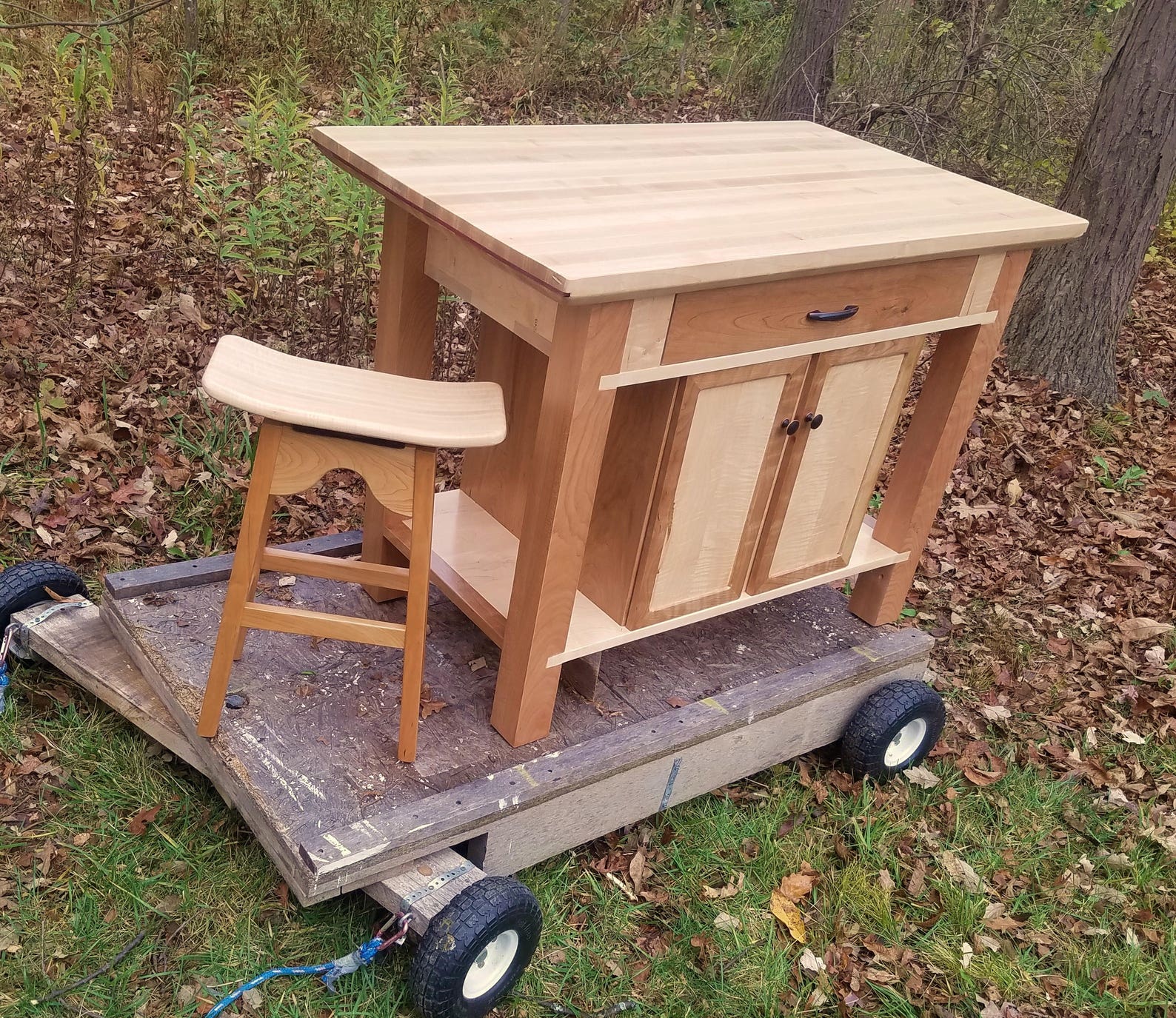 Cherry and Maple Butcher Block Island - Etsy