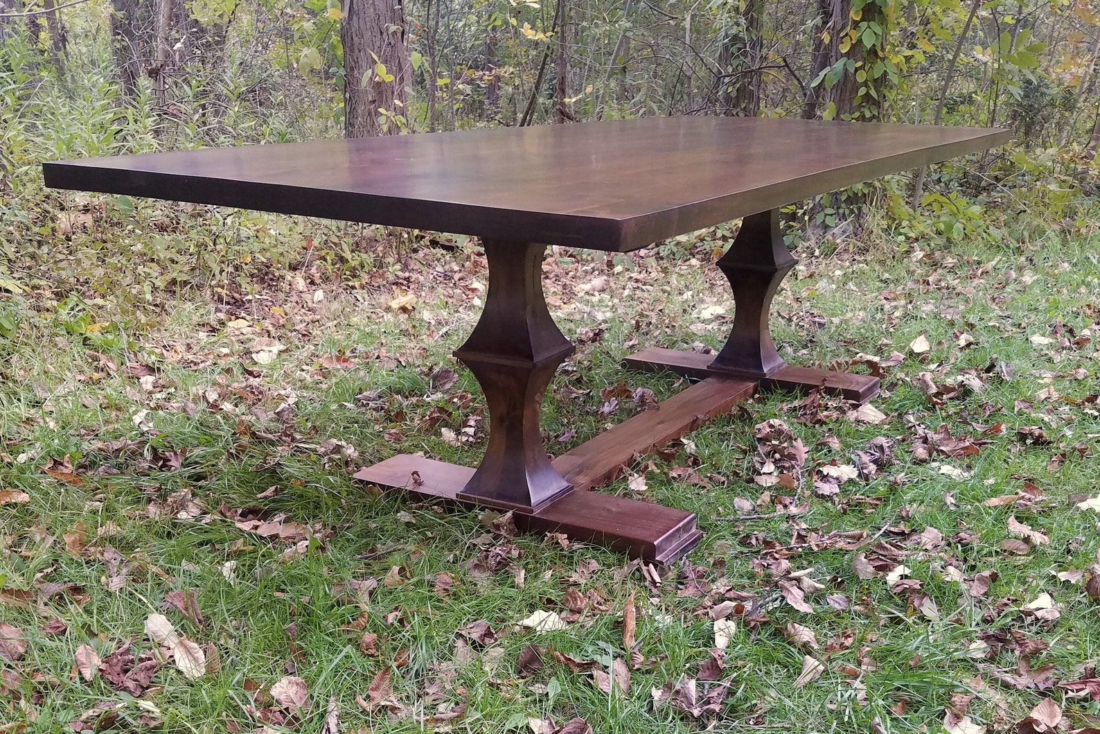 Large Walnut Dining Table With Custom Base - Etsy