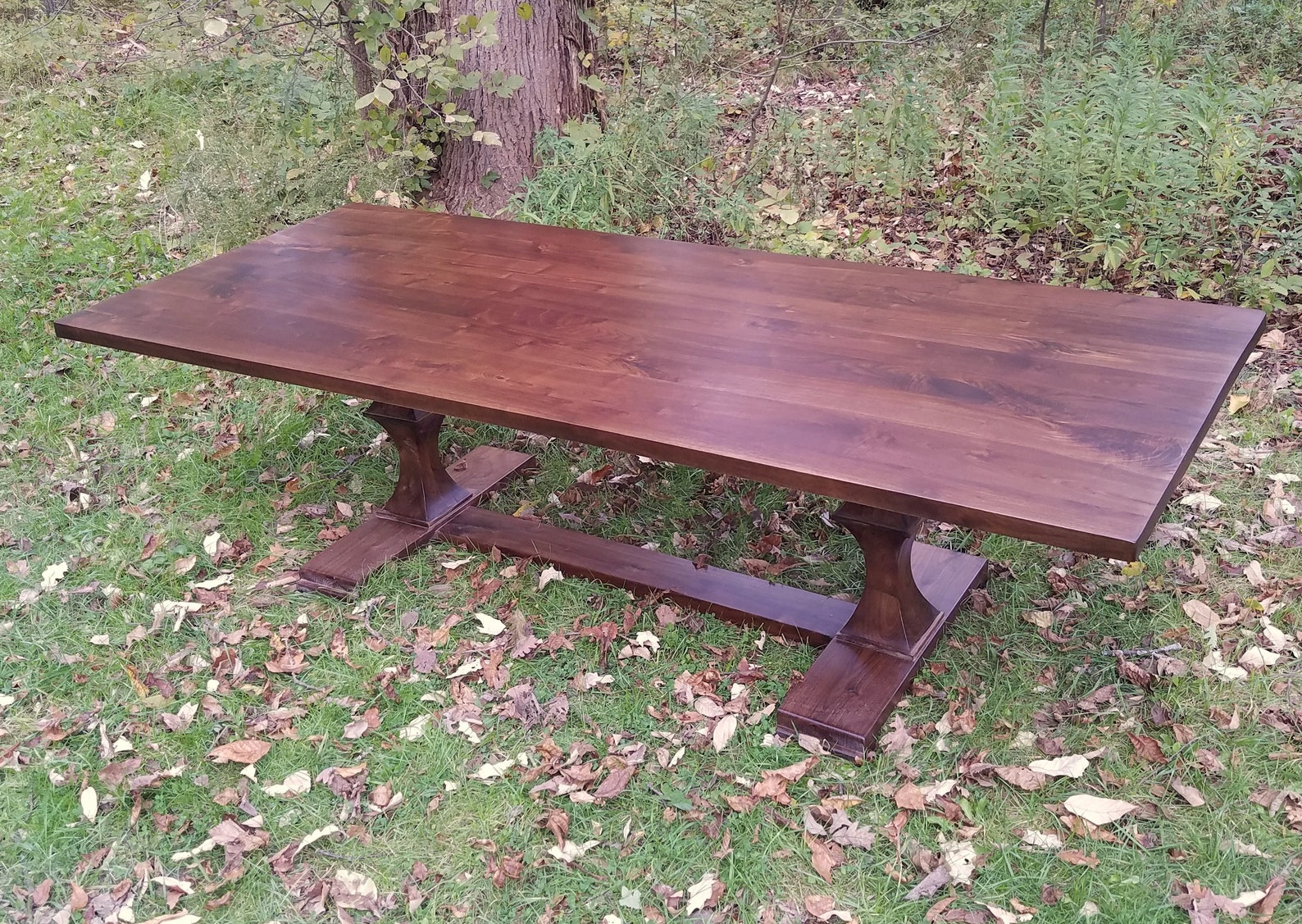 Large Walnut Dining Table with Custom Base | Etsy
