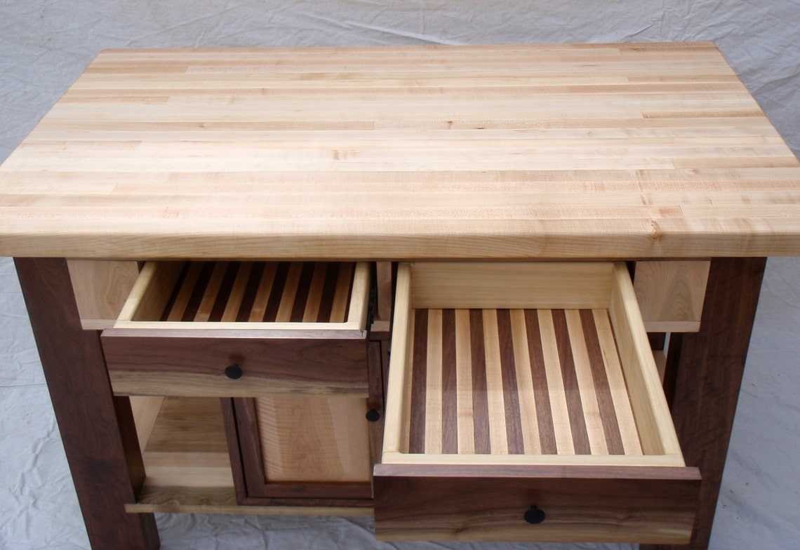 Butcher Block Kitchen Island Walnut and Maple - Etsy