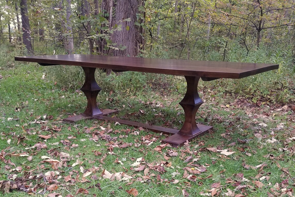 Large Walnut Dining Table With Custom Base - Etsy