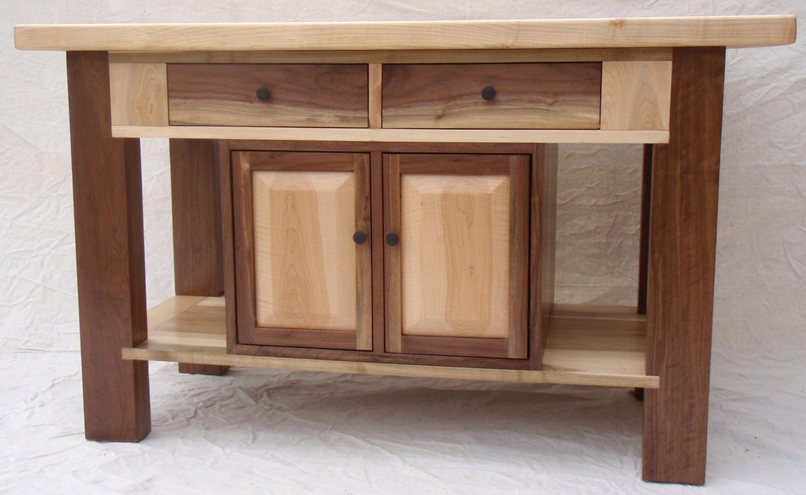 Butcher Block Kitchen Island Walnut and Maple - Etsy