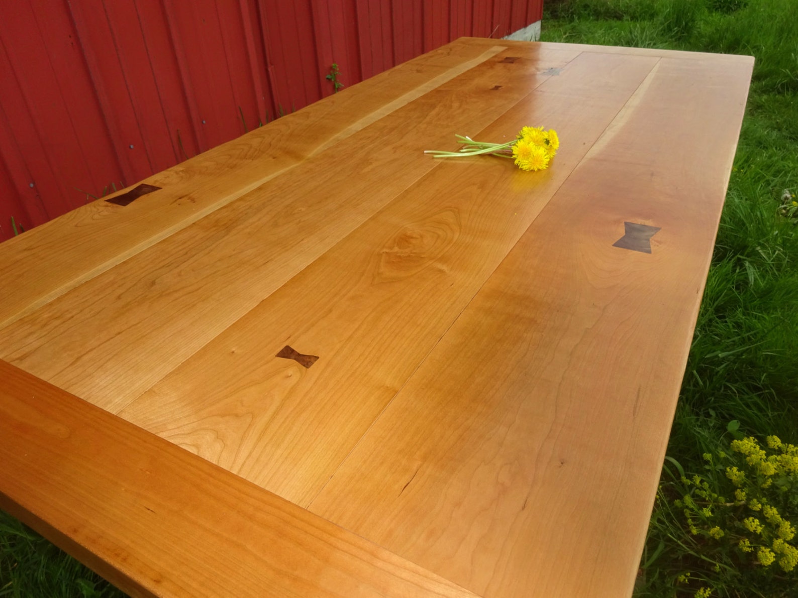 Cherry / Walnut Harvest Table With Decorations copyright | Etsy
