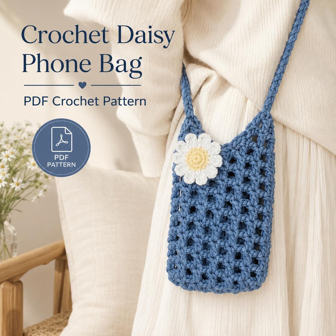 Crochet Daisy Bag Pattern, Easy Cell Phone Holder, Small Purse (PDF ...