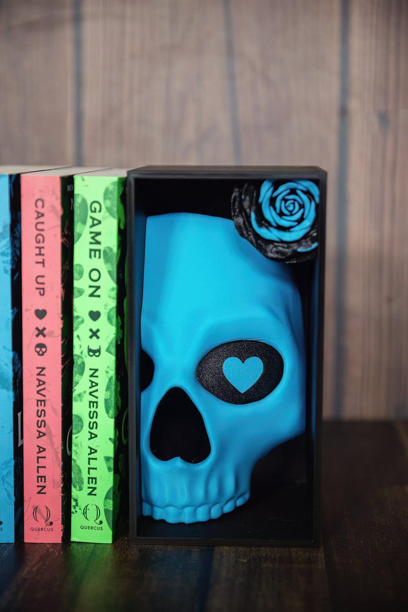 Lights Out Skull Book Nook | Dark Romance Shelf Decor, Rose Flower ...